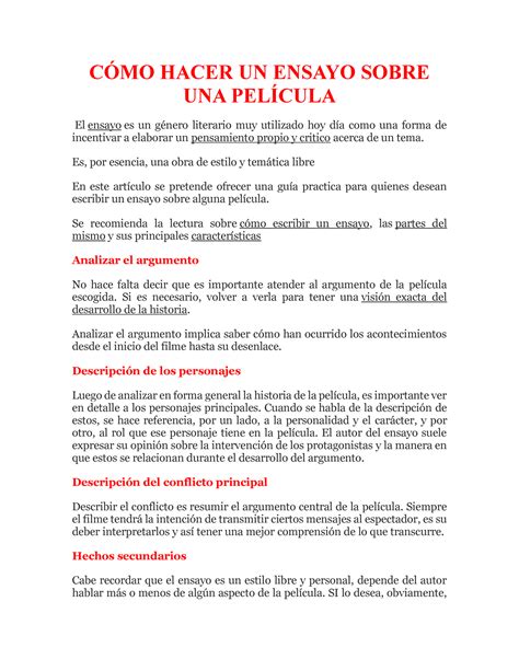 Ejemplos De Writing Sobre Una Película - Sujeto